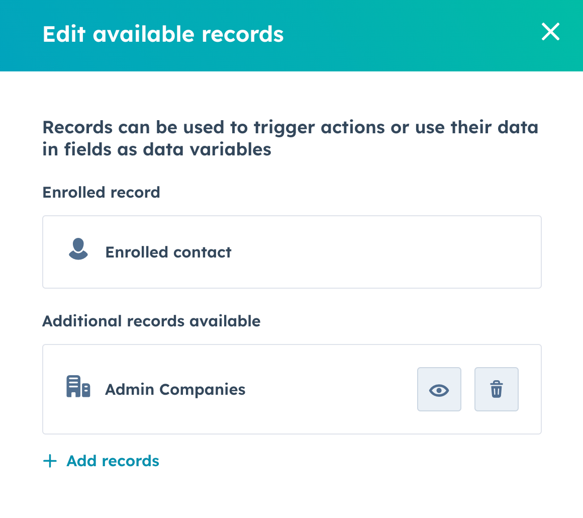 Add data variables to workflow actions